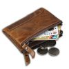 Genuine Leather Men's Wallet with Small Zipper Pocket - RFID Protected