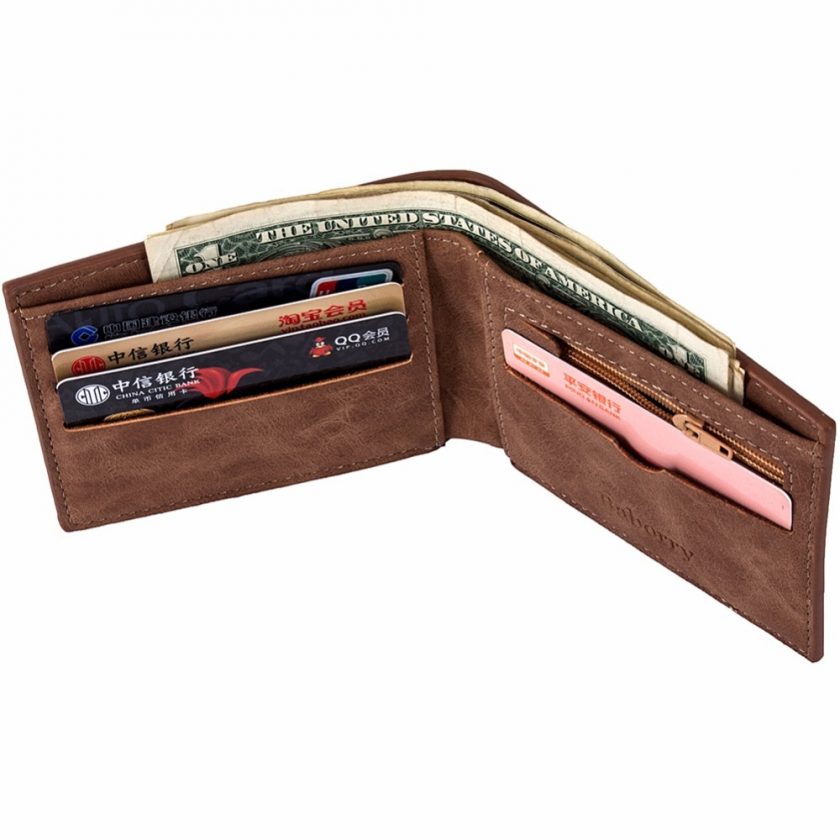 Top Fashion and Slim Designed Money Wallet with Coin Zipper for Men