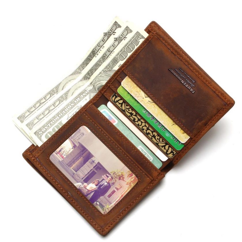 Vintage Crazy Horse Leather Men's Multi-Functional Cowhide Wallet