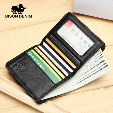 BISON DENIM Genuine Leather Wallet for Men | Thin Cow Leather Wallets