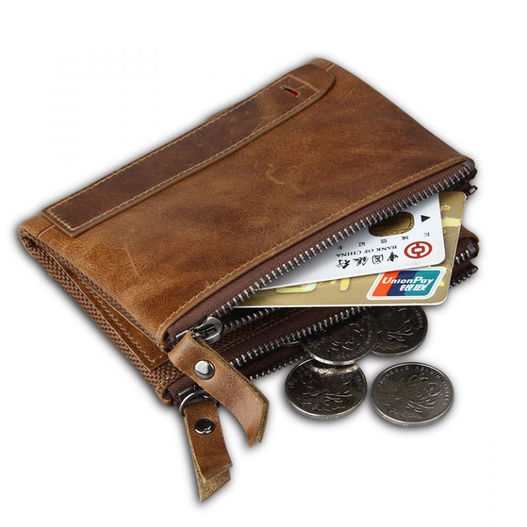 Genuine Leather Bi-Fold Double Zipper Designer Wallet for Women