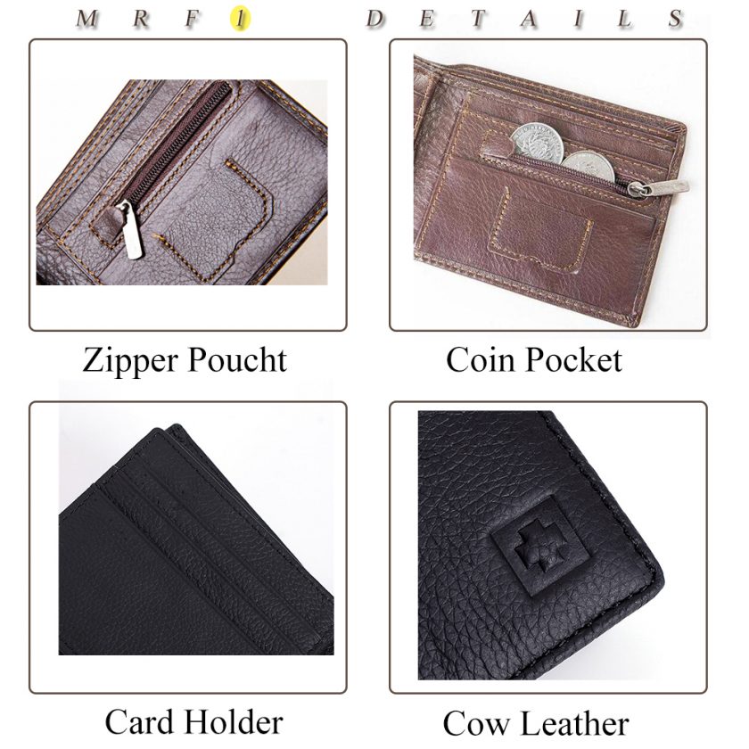 100% Genuine Leather RFID Protection Bifold Men’s Wallets