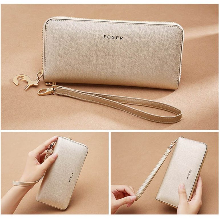 Foxer Hight Quality Cow leather Women’s Long Zipper Clutch Wallets with ...