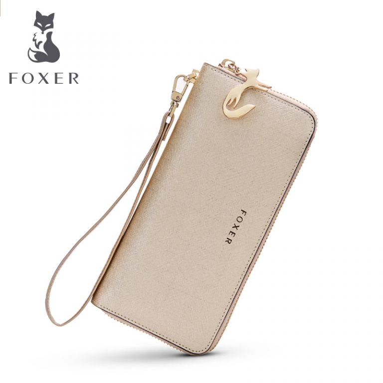 Foxer Hight Quality Cow leather Women’s Long Zipper Clutch Wallets with ...
