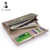 Foxer Luxury Leather Women’s Long Designer Wallets for Women