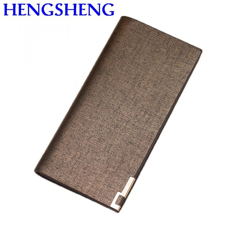 Unique Golden Leather Men’s Long Bifold Wallets by Hengsheng