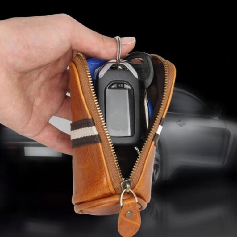 High Quality Genuine Leather Keychain Organizer with Zipper