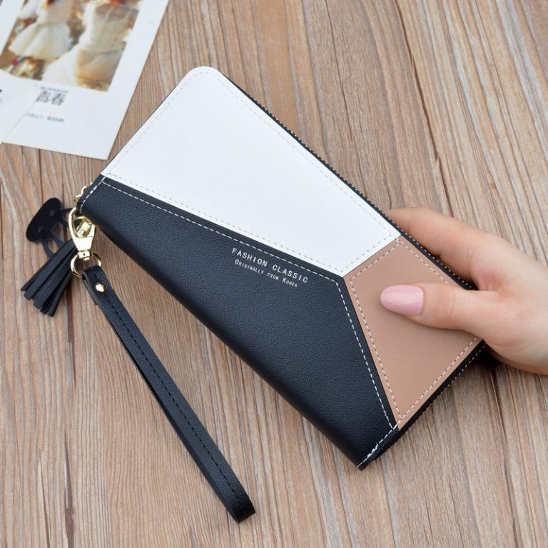 Designer Patchwork Long Tassel Zipper Wallets for Women