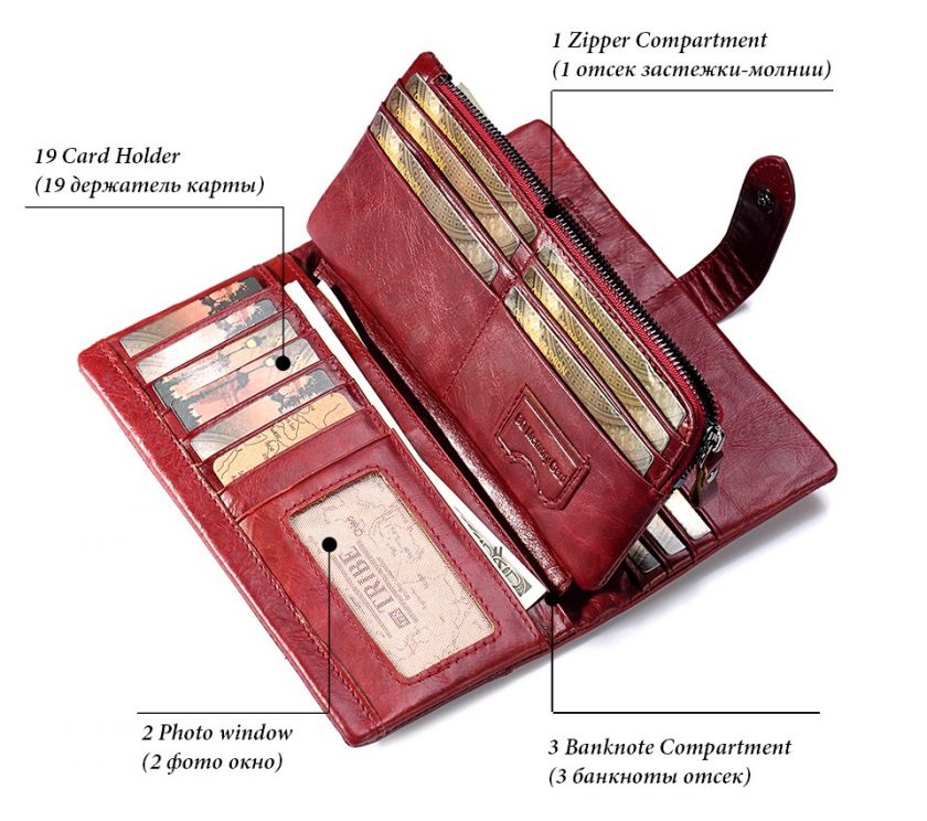 HENGSHENG Genuine Leather Women’s Long Fashion Wallets