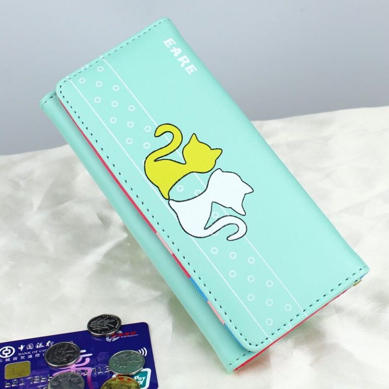 Cute Cats Printed Long Envelope Clutch Wallets for Women