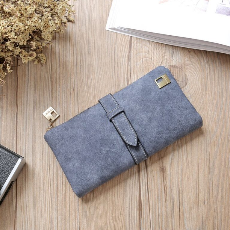 Genuine Leather Nubuck Luxury Designer Long Zipper Wallets for Women
