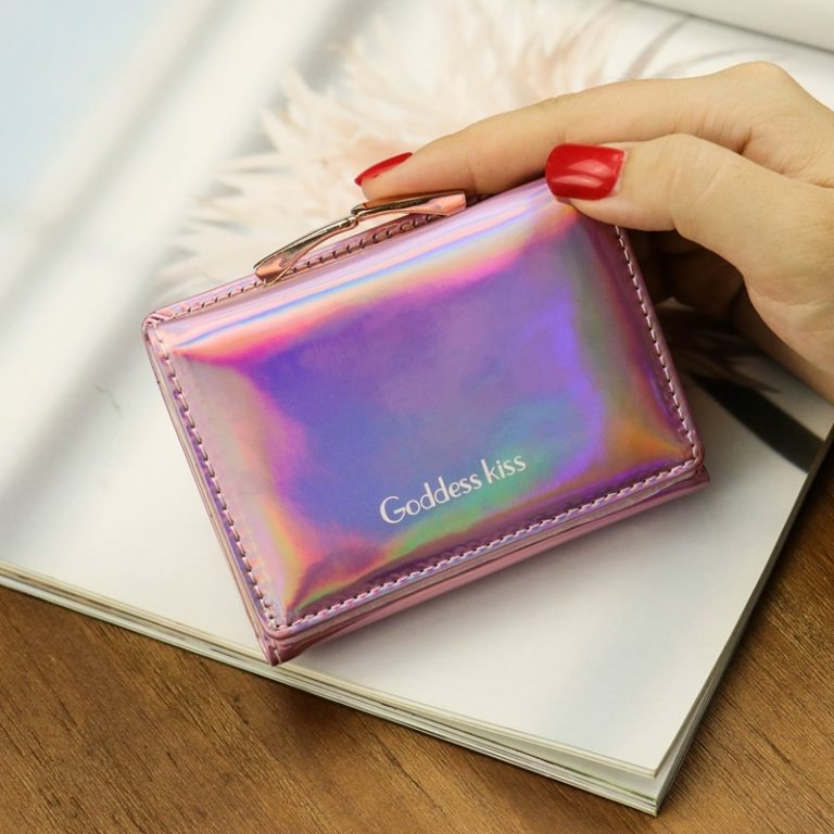 Cute Laser Holographic Small Women’s Foldable Clutch Wallets