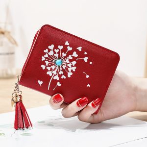 Cute Heart Shaped Tassel PU Leather Women’s Zipper Wallets